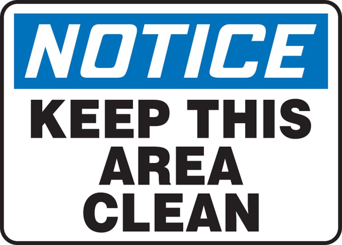Amazon.com: ComplianceSigns.com Clean Area Safety Sign, 10x7 inch ...