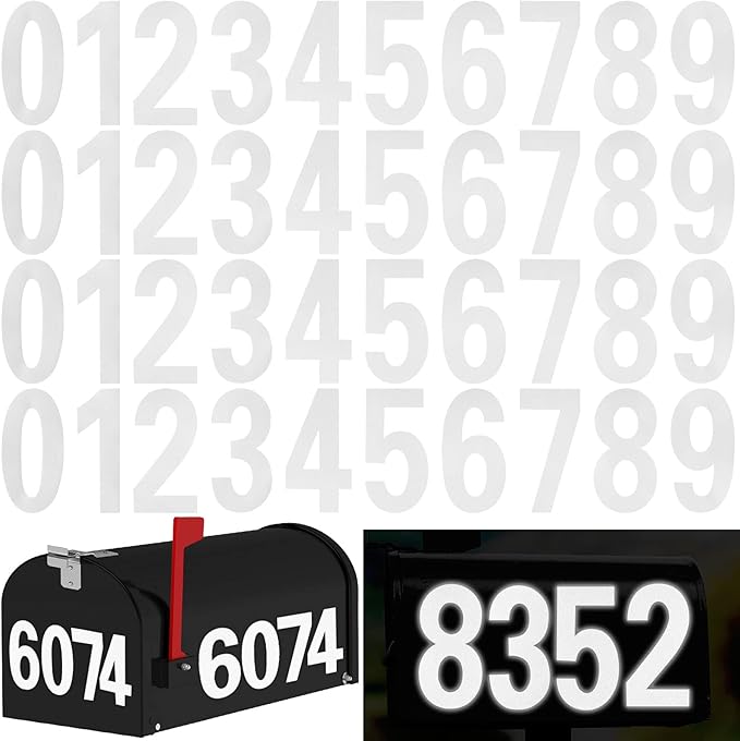 Amazon.com: Reflective Mailbox Number for Outside, 4 Inch 4 Sets Vinyl ...