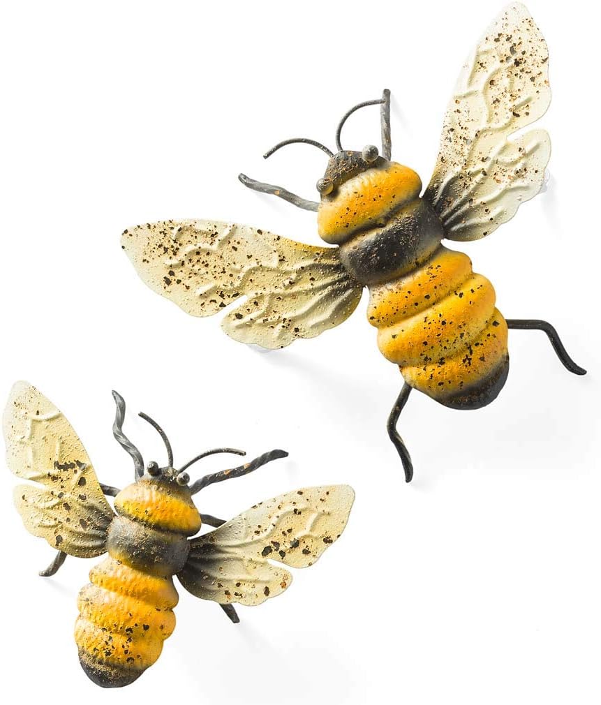 Amazon.com: Wind & Weather Set of Two Decorative Metal Bumble Bees with ...
