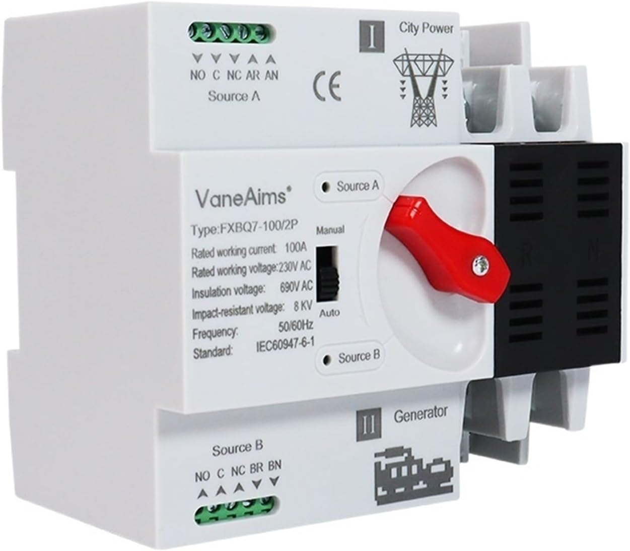 Amazon.com: RIQVFAEUN Auto Change Over Switch 220V ATS Din Rail ...