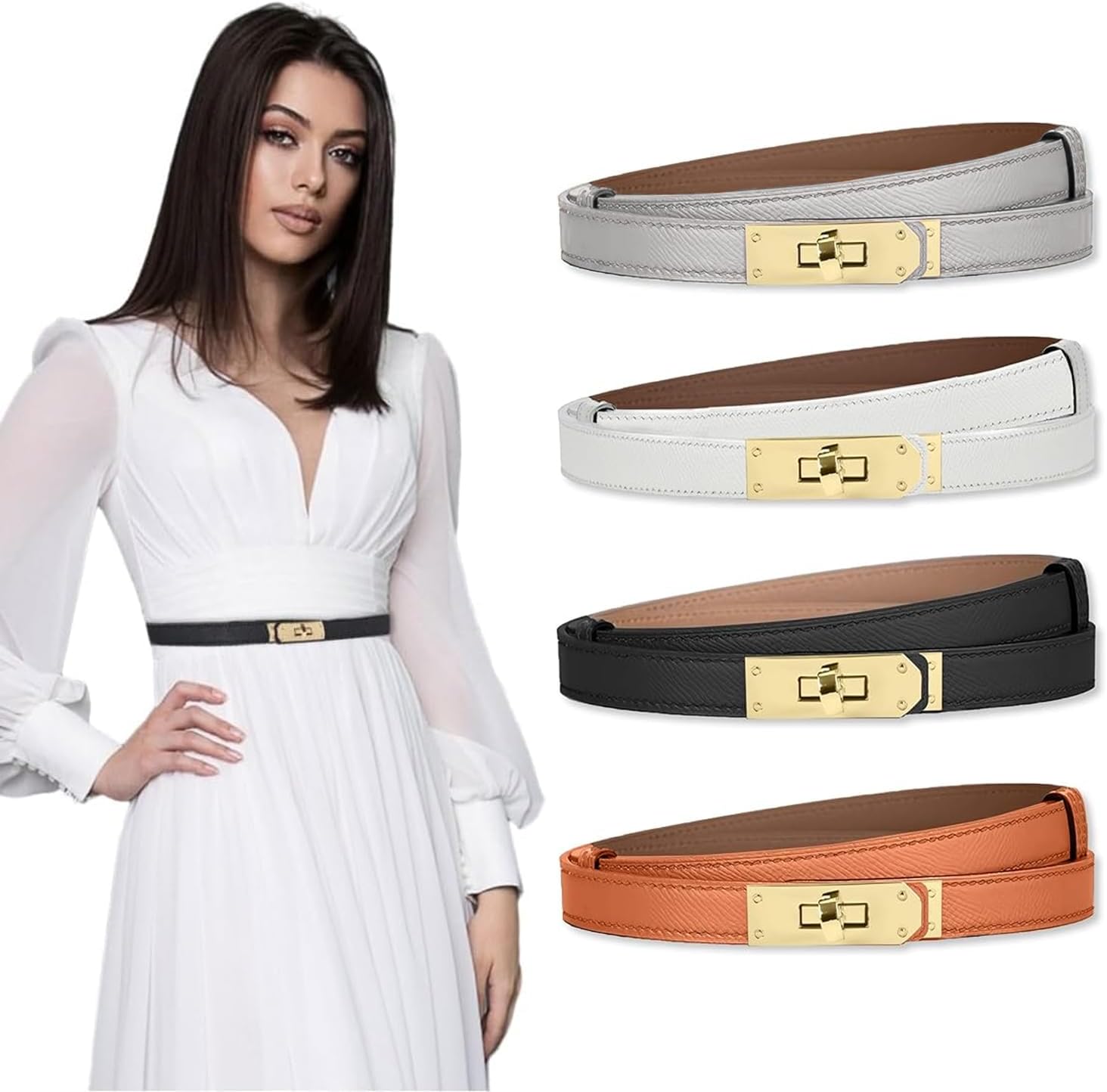 SOZOMO 4 PCS Cinturones Mujer,Women Belt,Cinturones Elástico para ...
