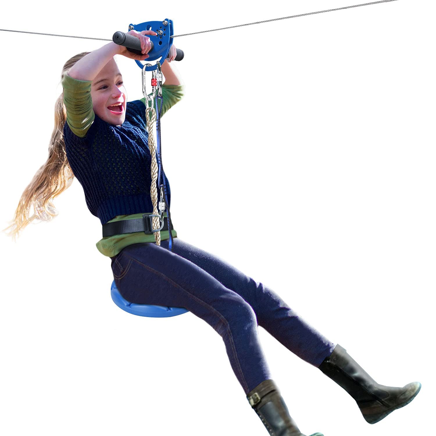 Buy Jugader 100FT Zipline Kits for Backyard, Zip Line with Trolley and ...