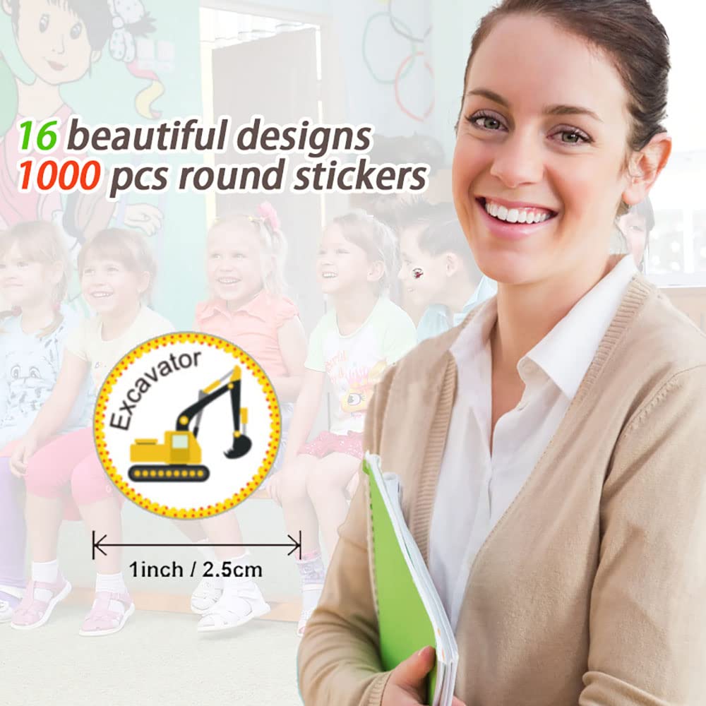 Snapklik.com : 1000 Construction Stickers Roll For Kids - Vehicle