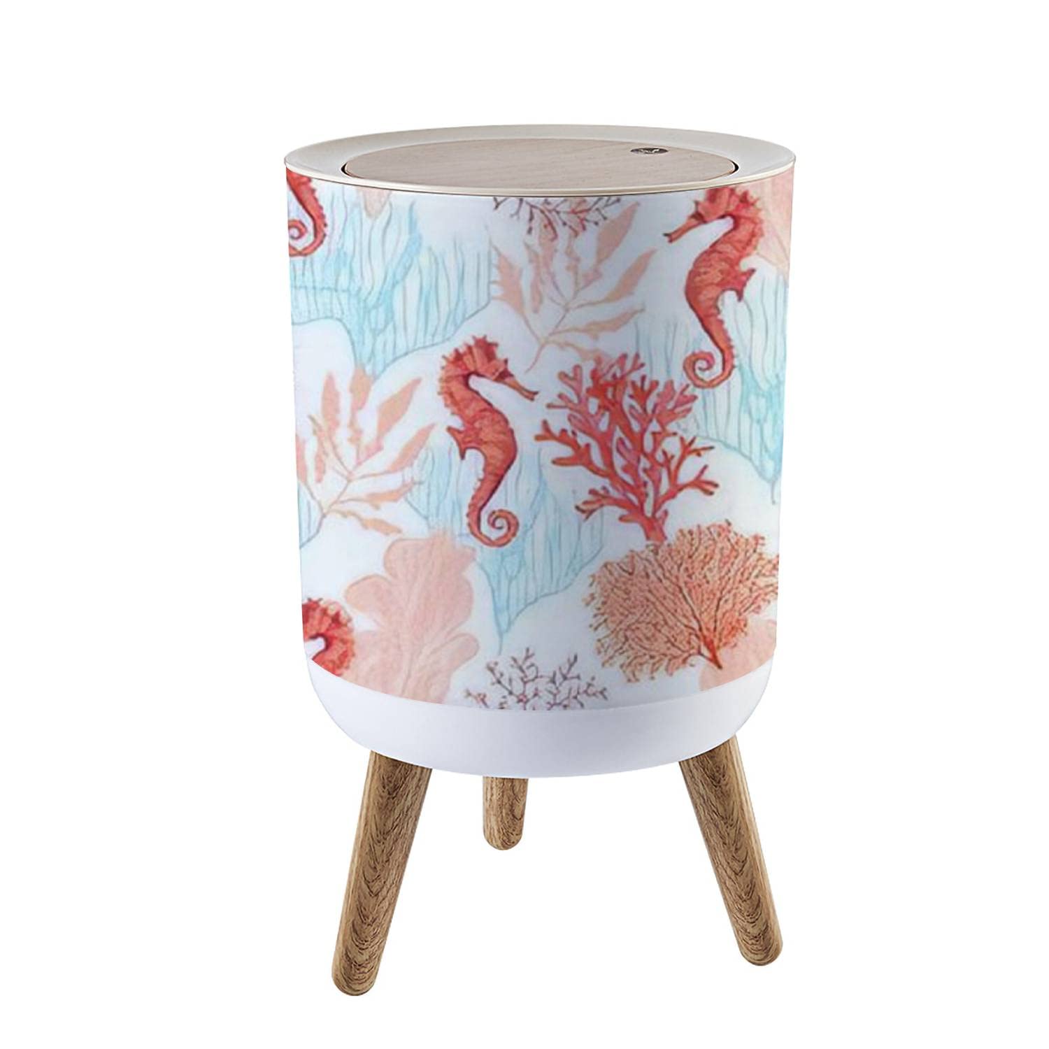 Small Trash Can with Lid Beautiful seamless tropical with corals sea ...