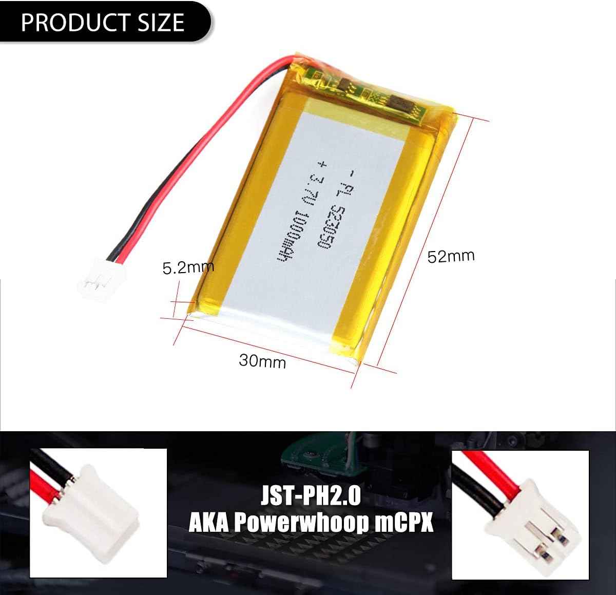 Buy 3.7V 1000mAh 523050 Lipo Battery Rechargeable Lithium Polymer ion ...