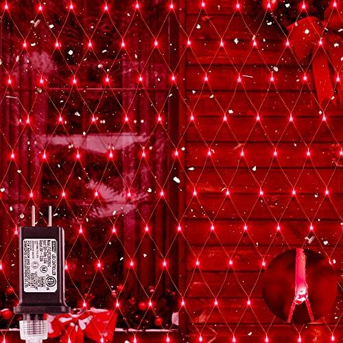 oopswow 9.8ft x 6.6ft 192 LED Christmas Net Lights,8 Modes 30V Low ...