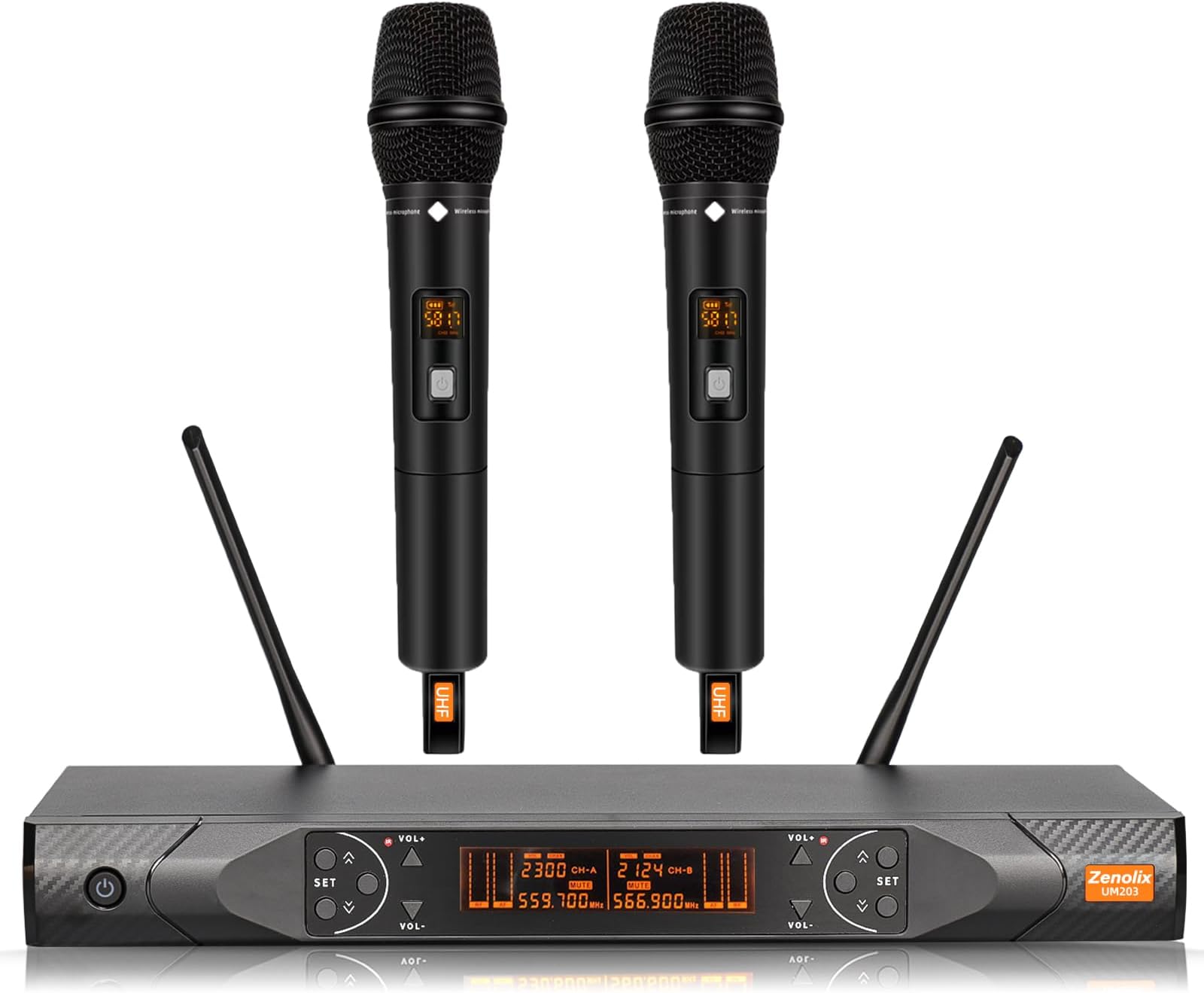 Amazon.com: Rechargeable Wireless Microphone System - Dual UHF Metal ...