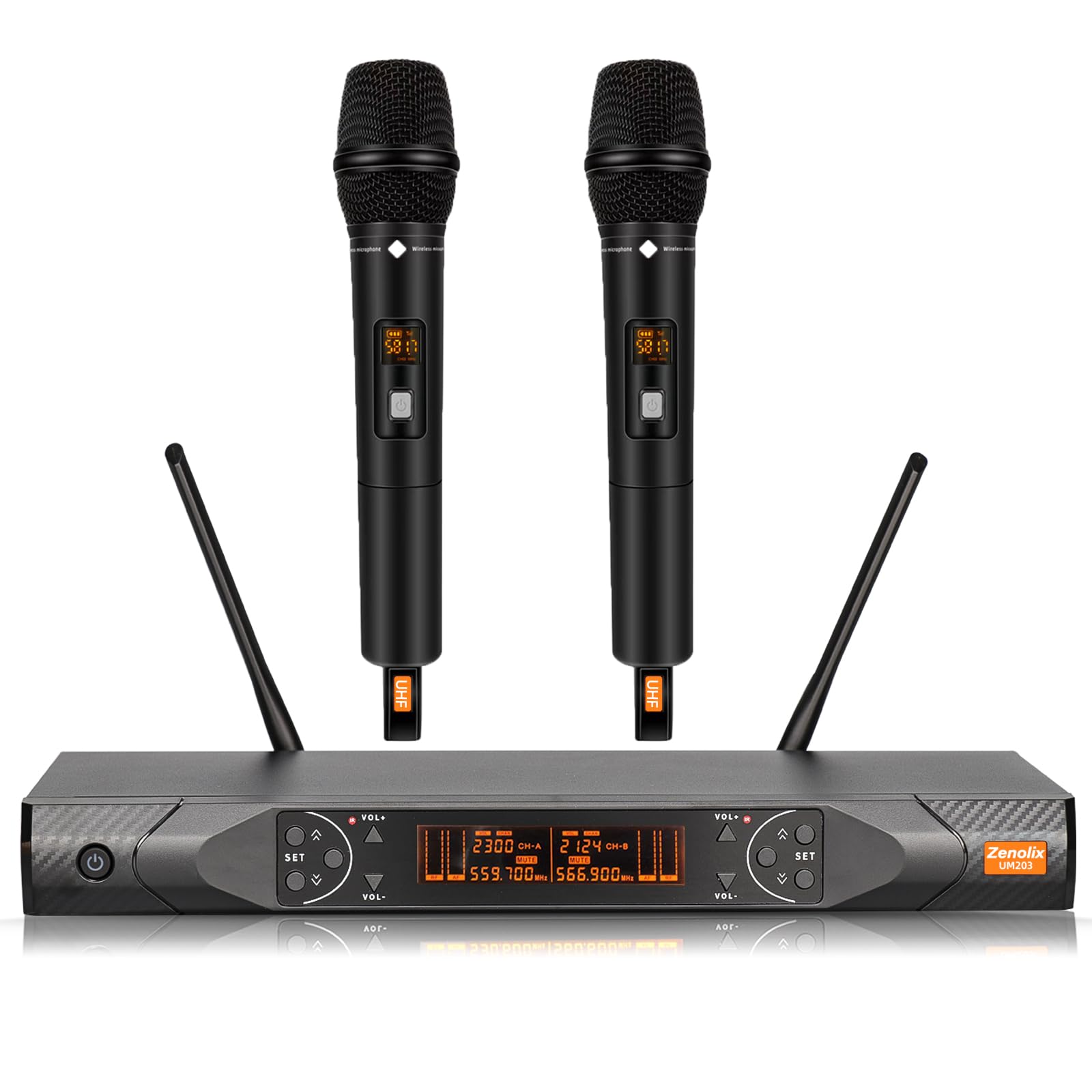 Amazon.com: Zenolix Wireless Microphone System, Metal Dual UHF Cordless ...
