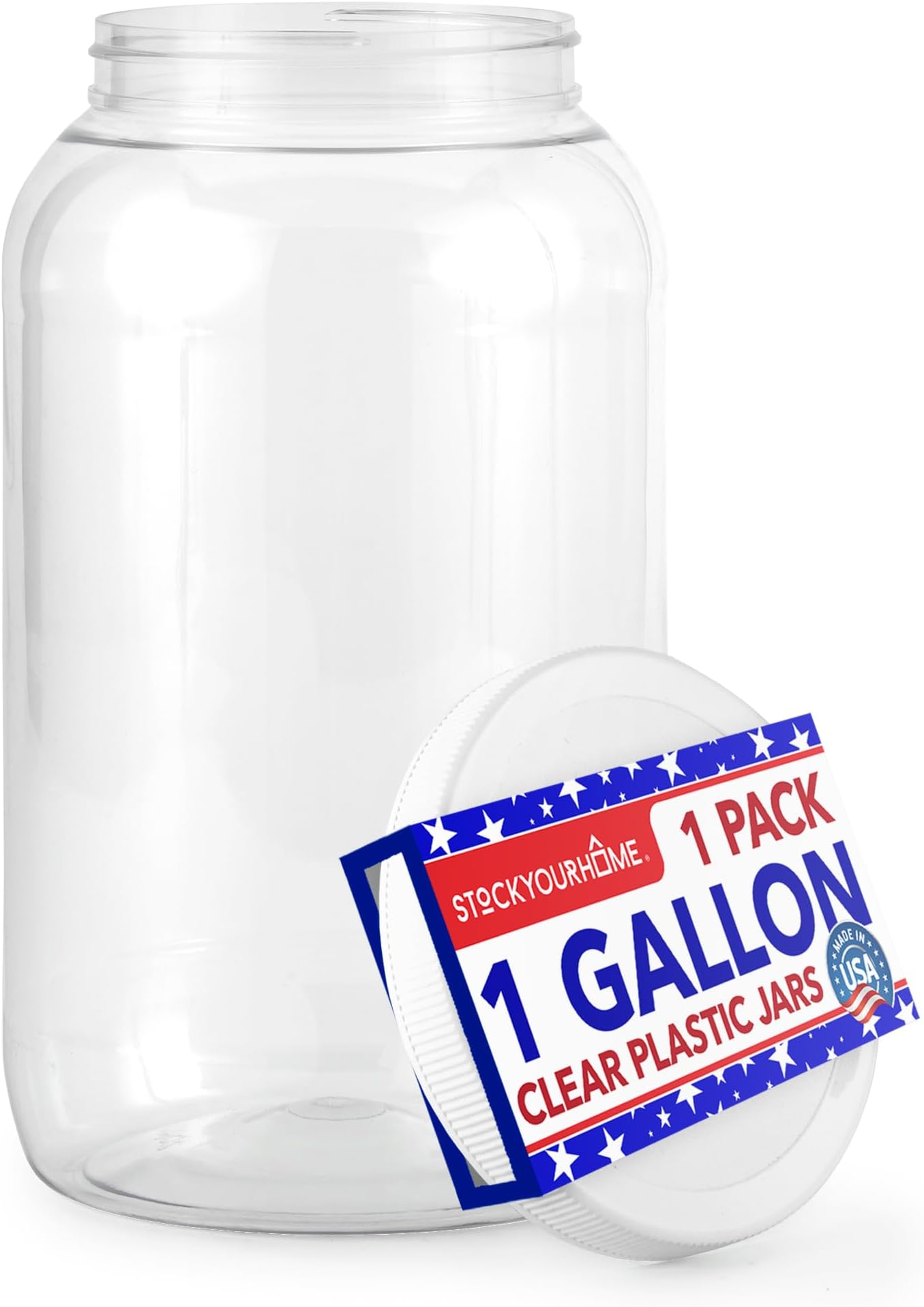 Amazon.com: Stock Your Home 1 Gallon Clear Plastic Jars with Lids (1 ...