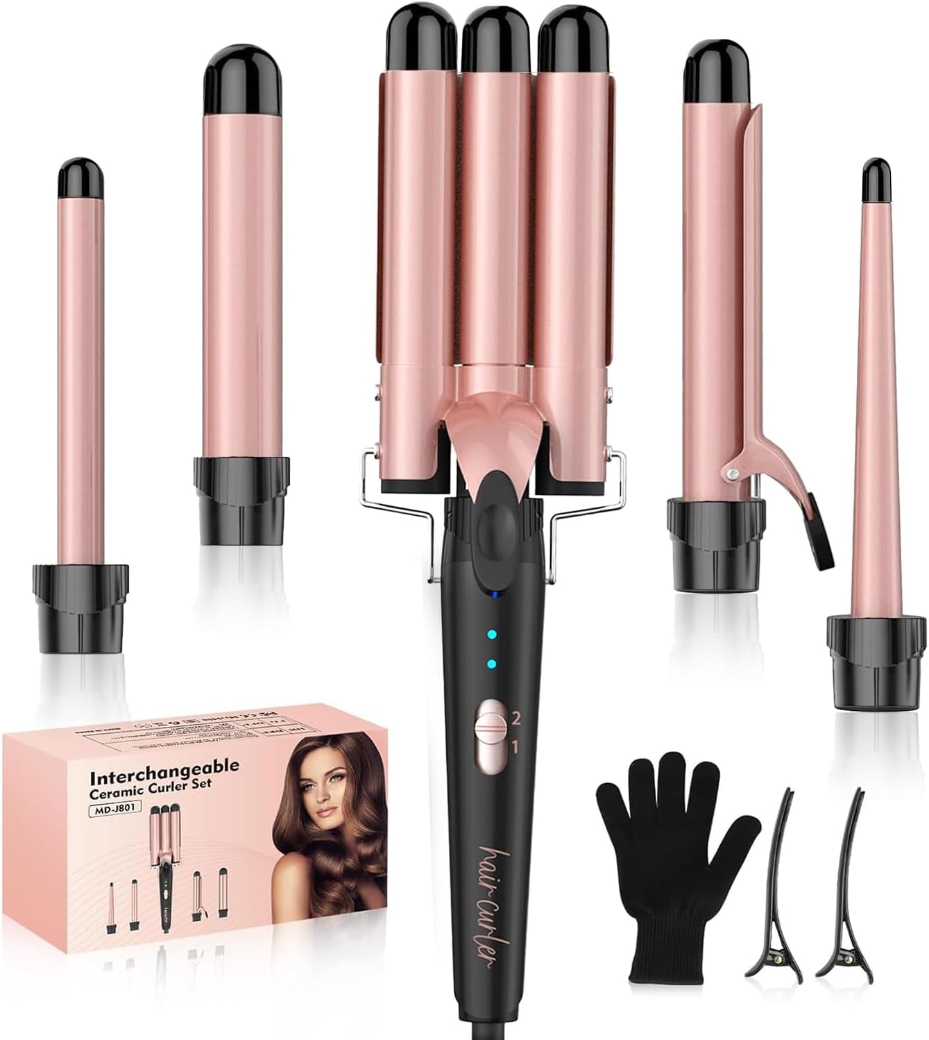 Amazon.com: 5 in 1 Wand Curling Iron-Curling Wand Set with Hair ...