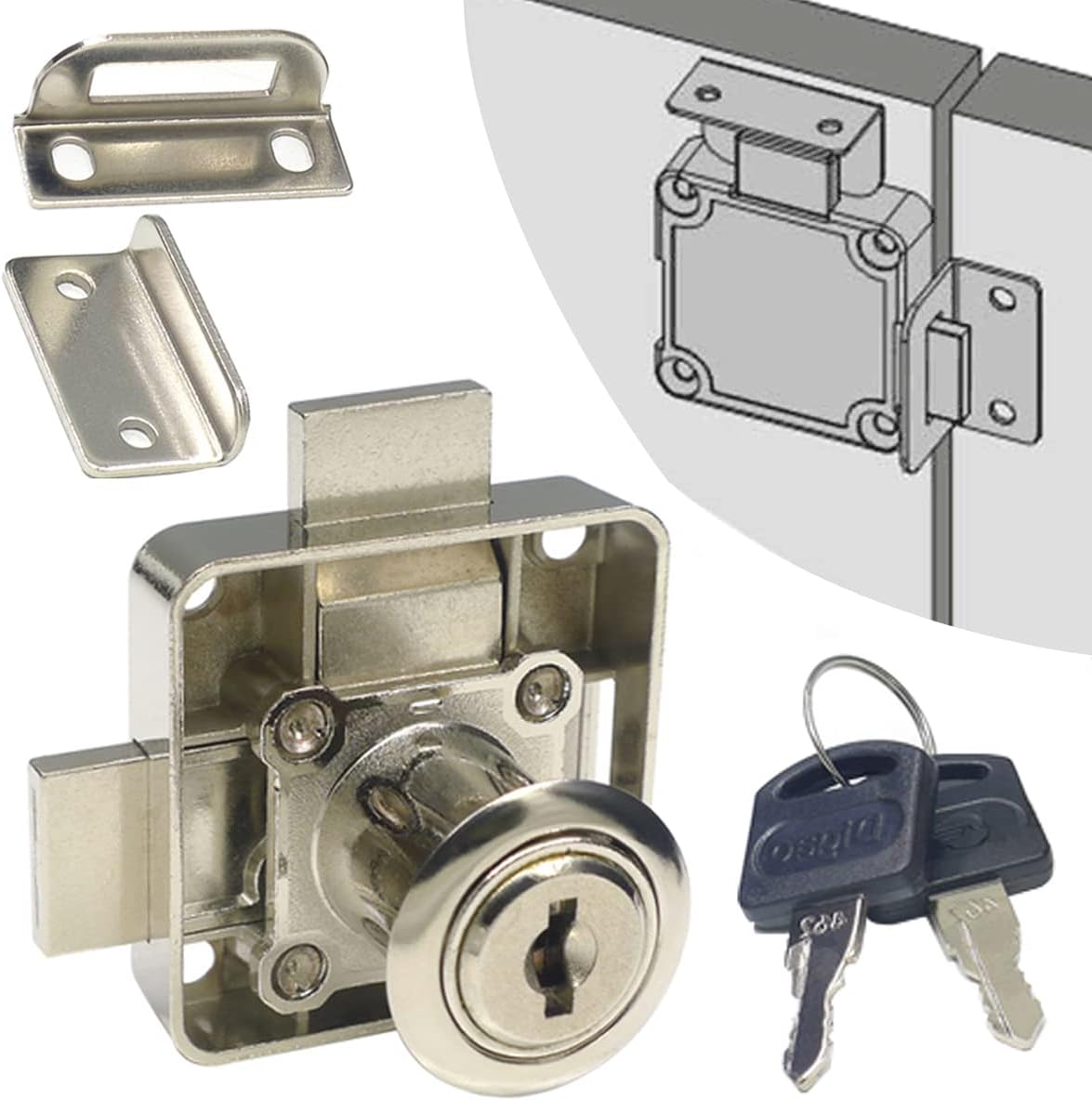 Cabinet Double Door Lock Cabinet Drawer Lock Safety Lock [Keyed Alike ...