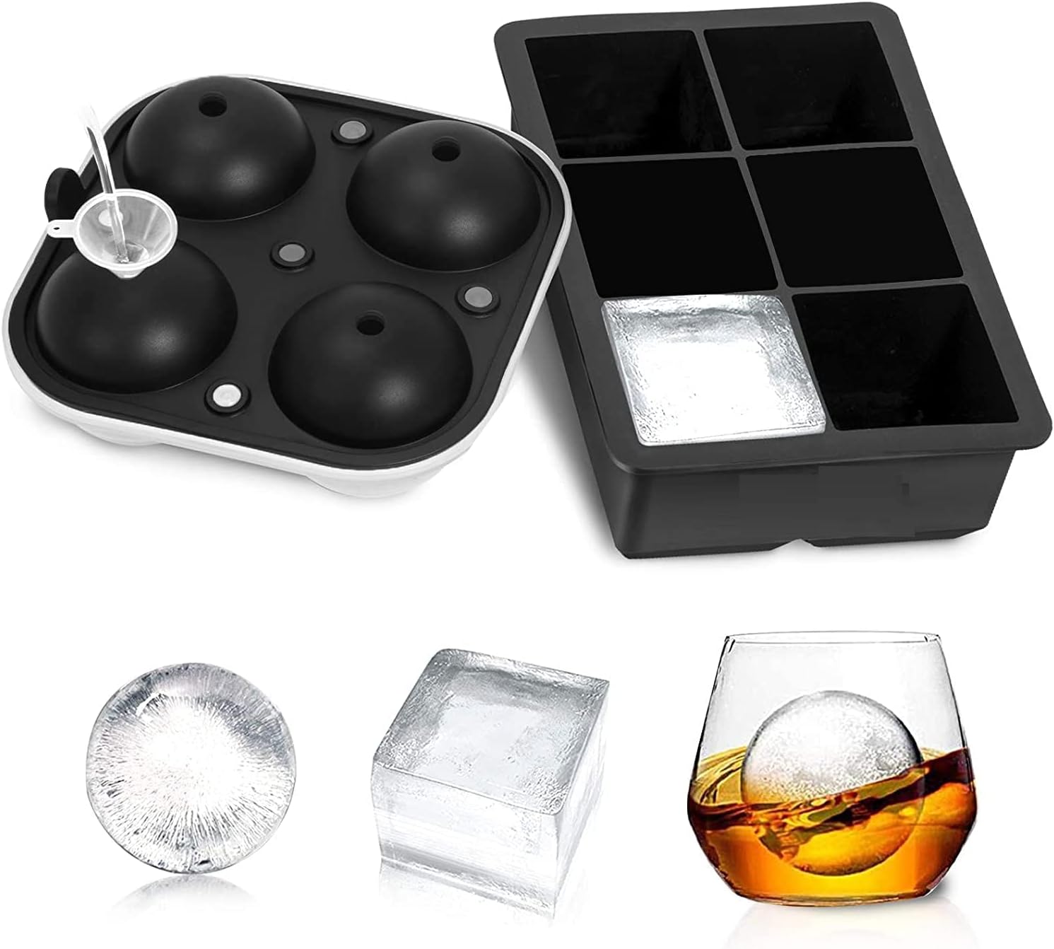 Amazon.com: Ice Cube Tray, Large Sphere Ice Cube Molds with Lids ...