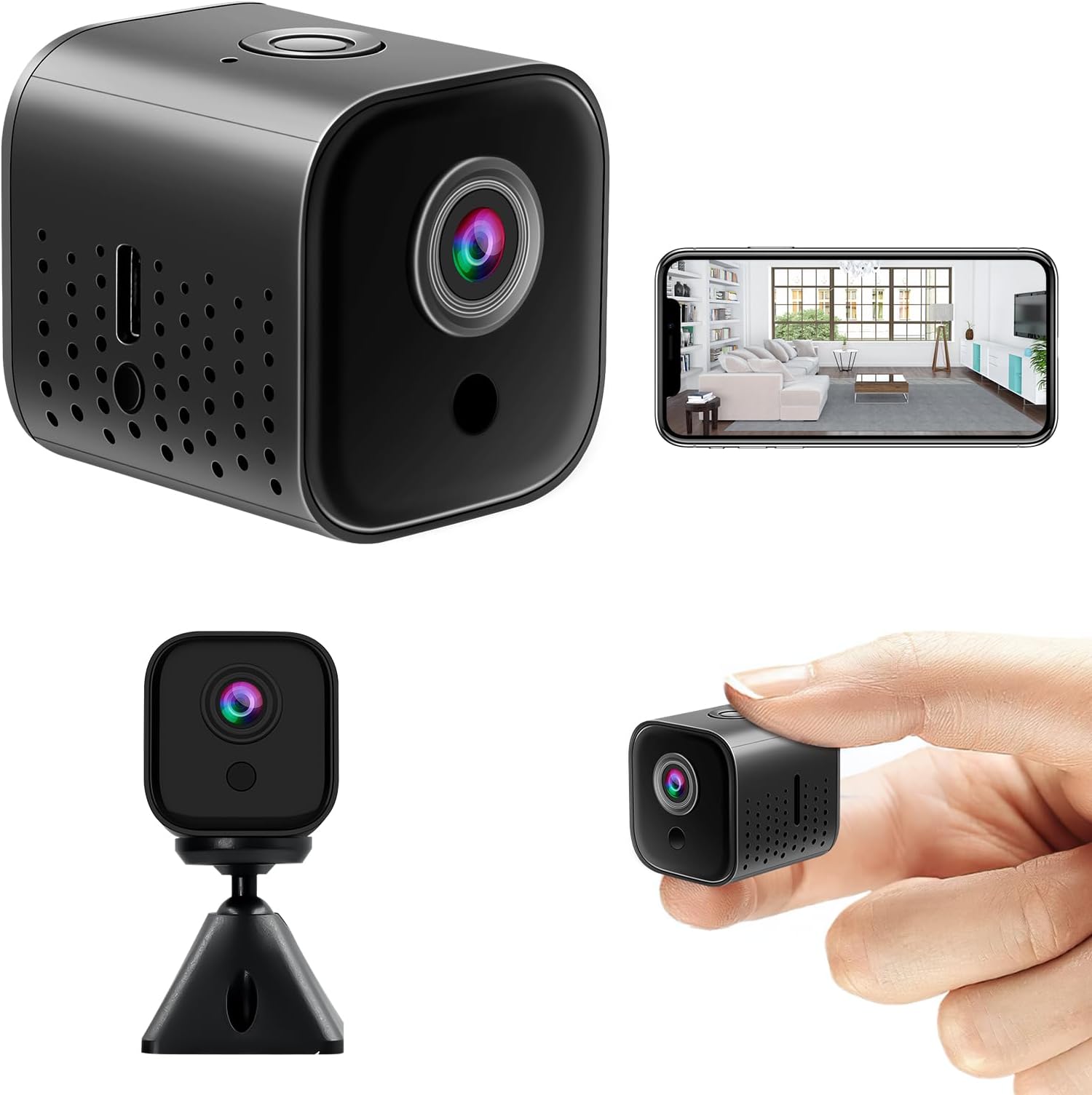 Amazon | 【180回転可能の多機能小型カメラ】 Hosiakly 小型防犯カメラ 見守りカメラ 超広角 赤外線暗視 1600mAh大容量 スマホ連動 動体検知 遠隔監視 角度調節可能 ...