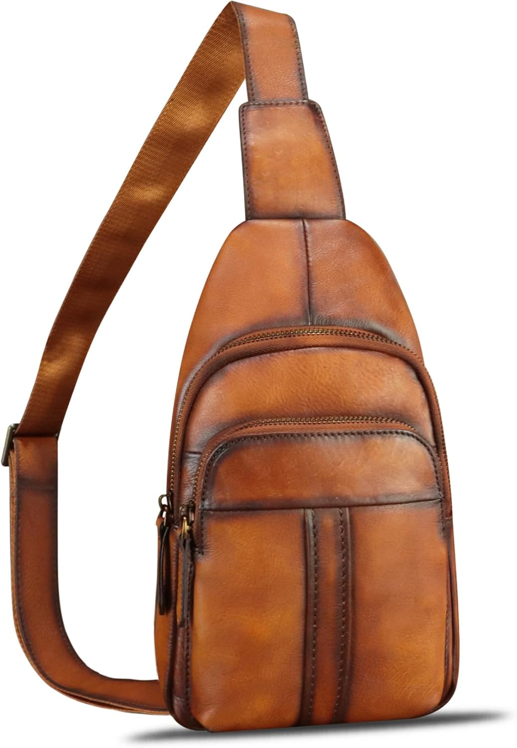 Amazon.com | Genuine Leather Sling Bag Retro Crossbody Sling Backpack ...