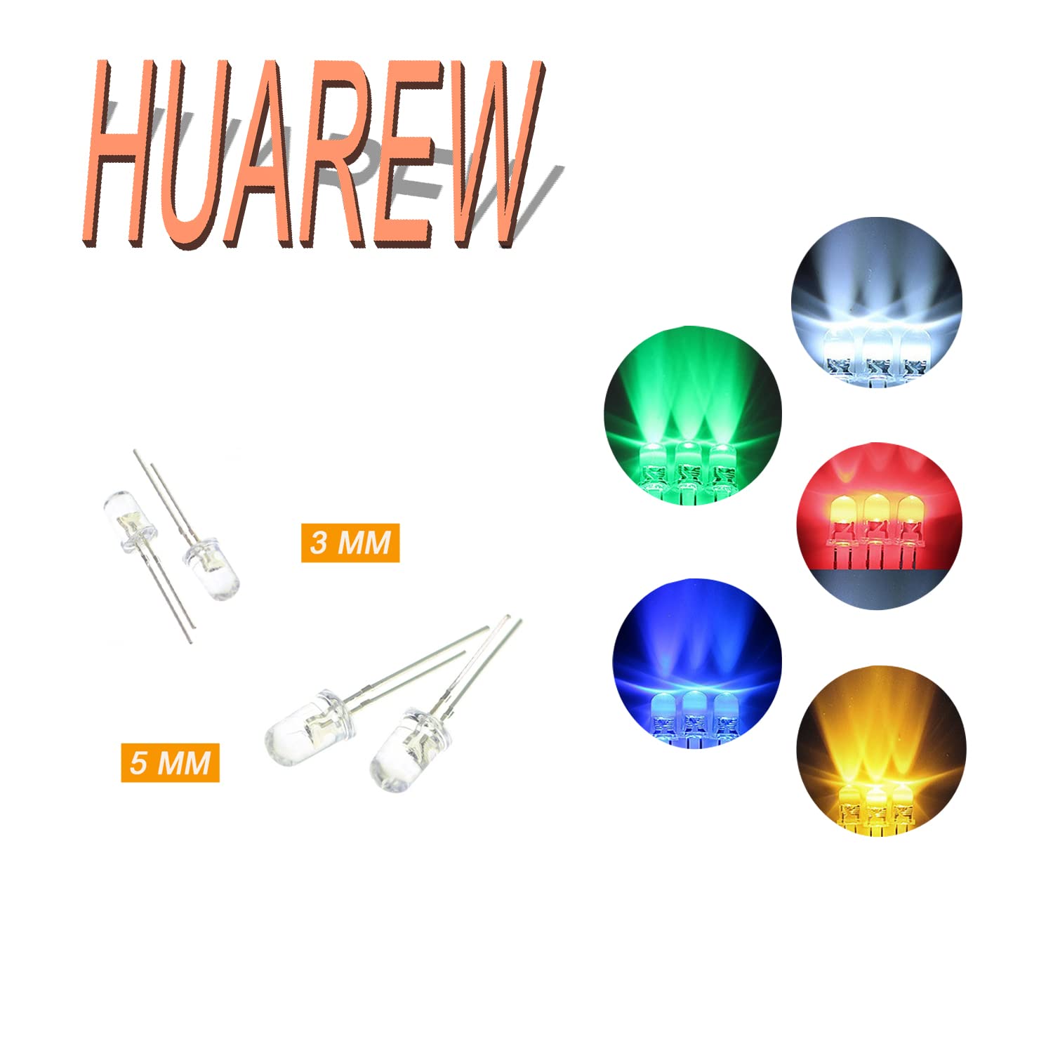 Snapklik.com : HUAREW 500 Pcs Clear LED Light - 3mm & 5mm Emitting ...