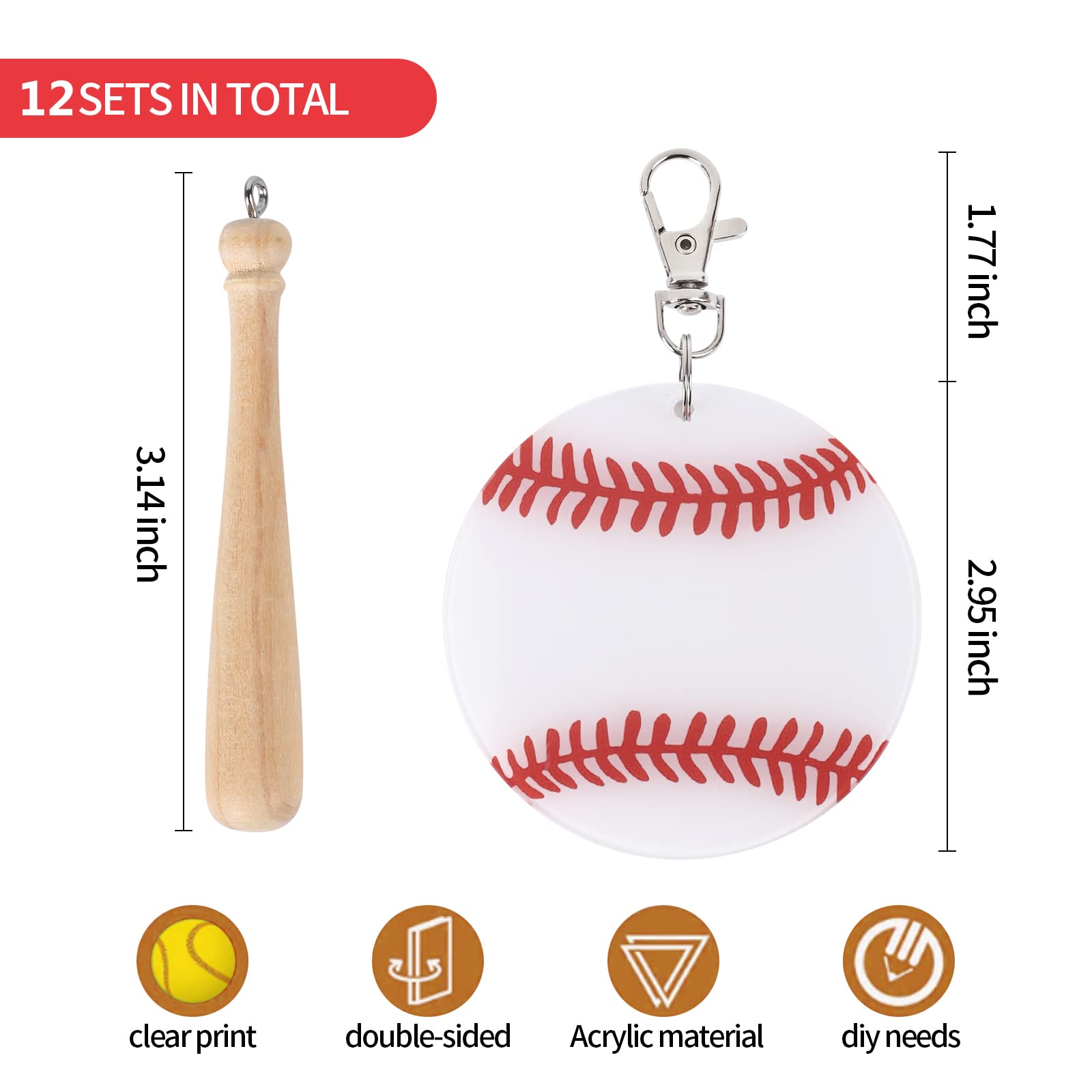 Snapklik.com : Vefungyan Baseball Softball Sports DIY Keychain : 12 Set ...