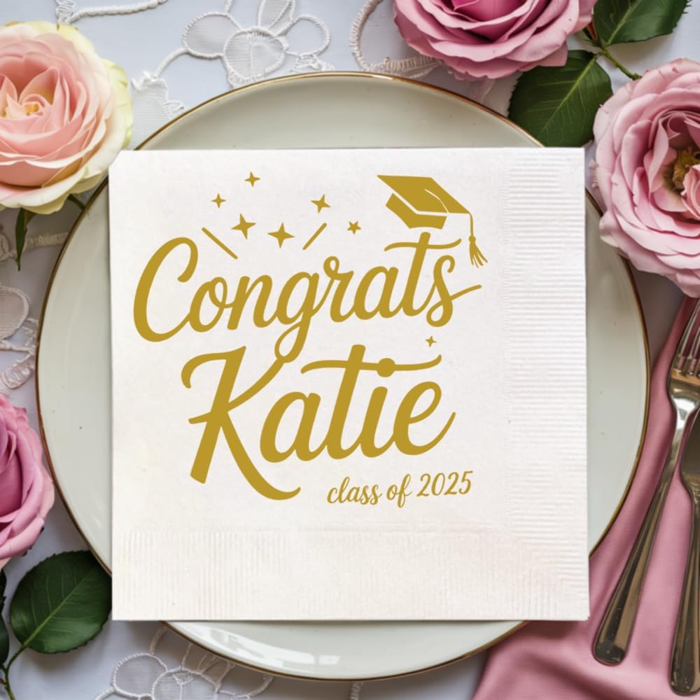 Amazon.com | Personalized Graduation Napkins – Custom Class of 2025 ...