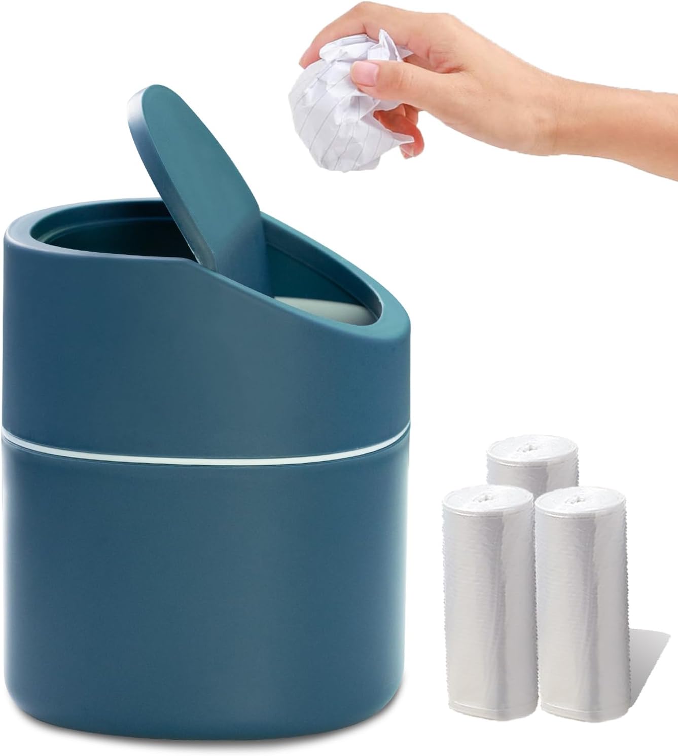 Amazon.com: Estilo Mini Countertop Trash Can | Brushed Stainless Steel ...