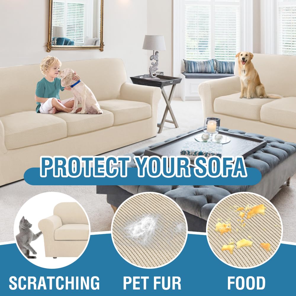 H.VERSAILTEX Couch Cover Set for Sofa and Loveseat Stretch 4 Piece Sofa ...