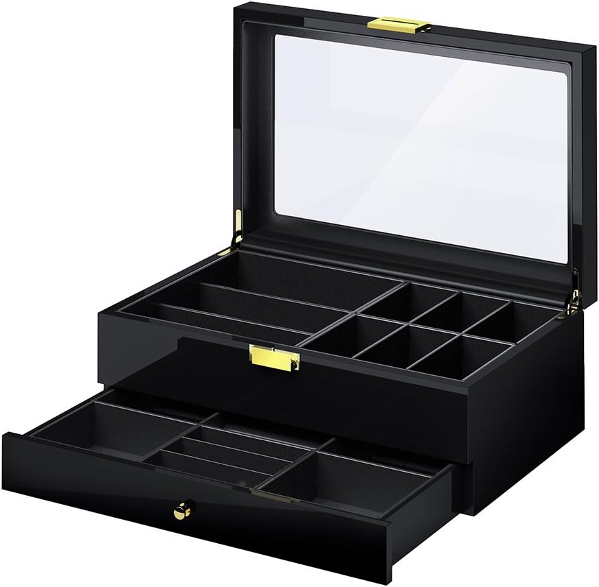 Amazon.com: Watch Box Organizer for Men, CRITIRON Wooden Watch Cabinet ...