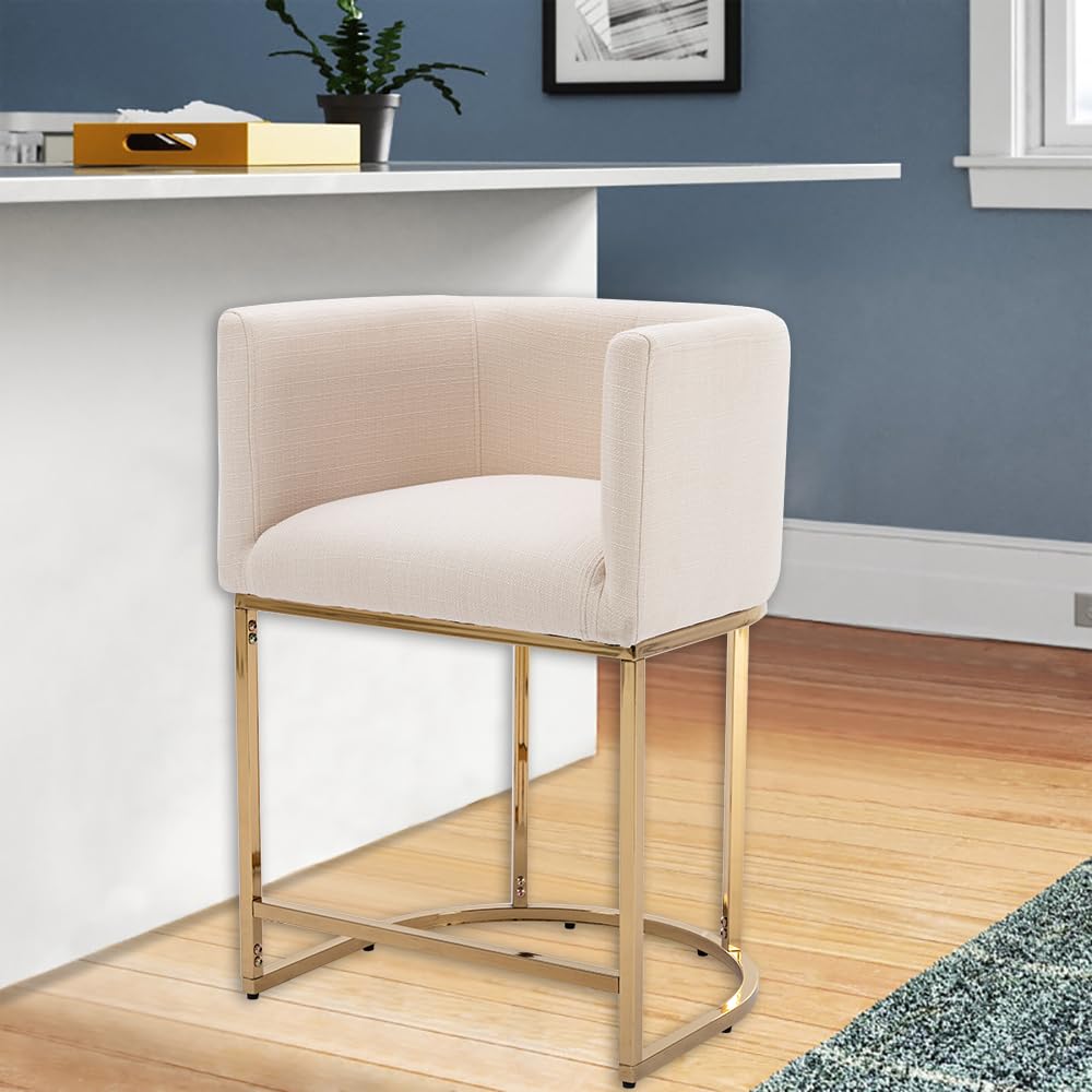 Amazon.com: RIVOVA Contemporary Cream Linen Bar Stool, 24" Upholstered ...
