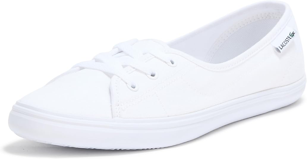 Amazon.com | Lacoste Women's Median Base Sneaker, White/White, 6.5 ...
