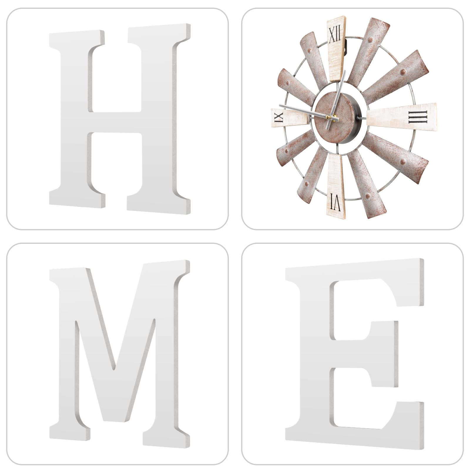 ZAZIWZ Farmhouse Home Signs with Windmill Clock Wall Decor Rustic Home ...