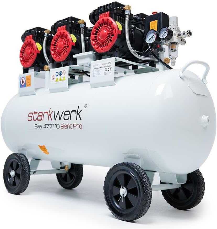 STAHLWERK Kompressor 100 L Tank - ölfrei & leise, 10 bar ...