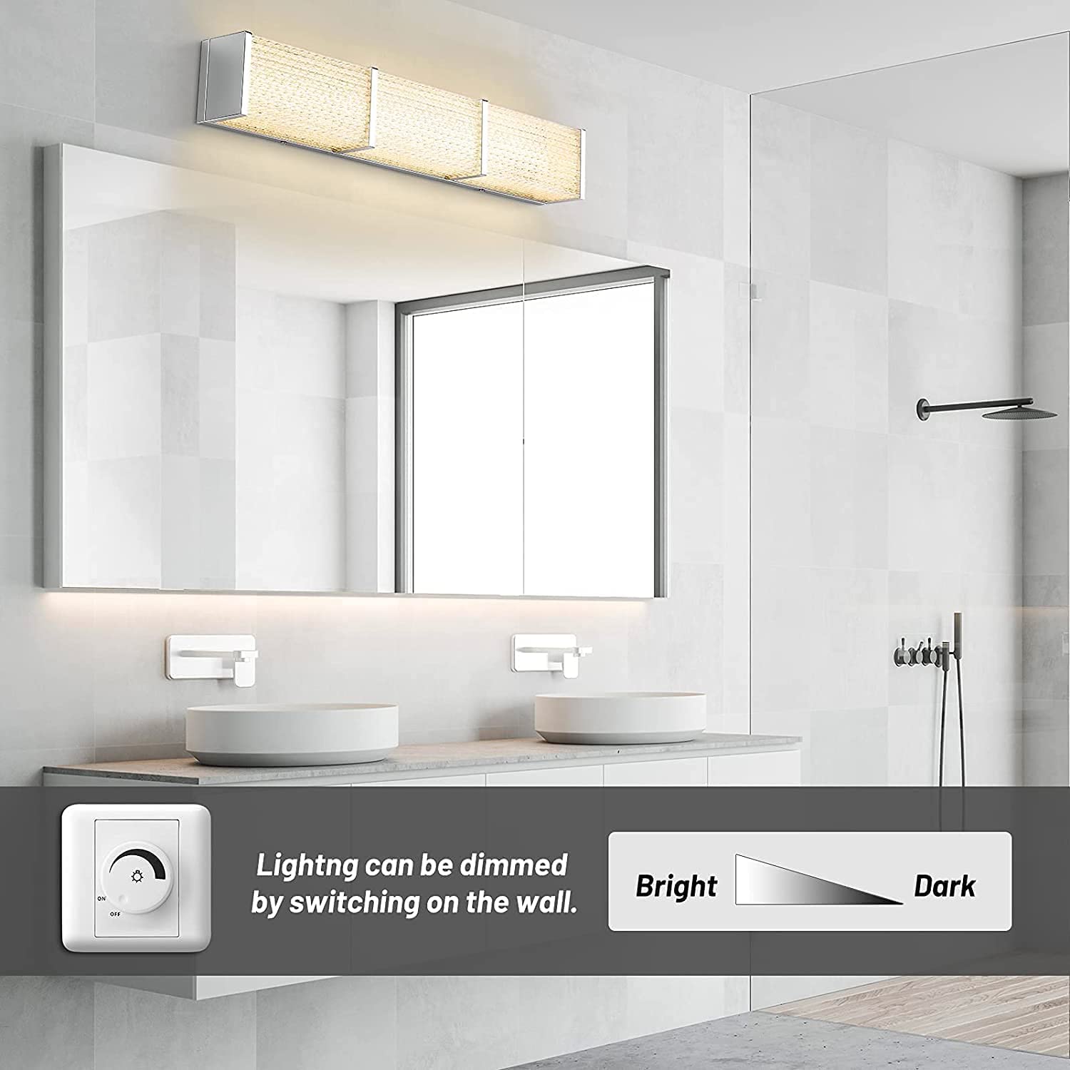 Sanduby Luxury Classic Style Bathroom Vanity Light - 27 Inches Dimmable ...