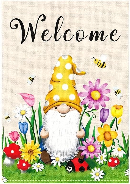 Amazon.com: Toland Home Garden 1112626 Welcome Swing Gnome Spring Flag ...