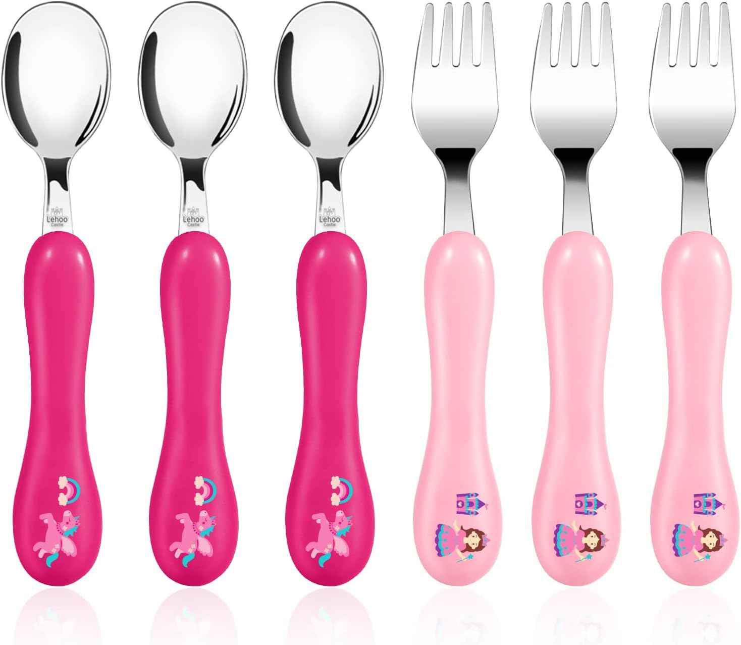 Amazon.com: Lehoo Castle Toddler Fork and Spoon, 6pcs Toddler Utensils Kids Silverware, Safe ...