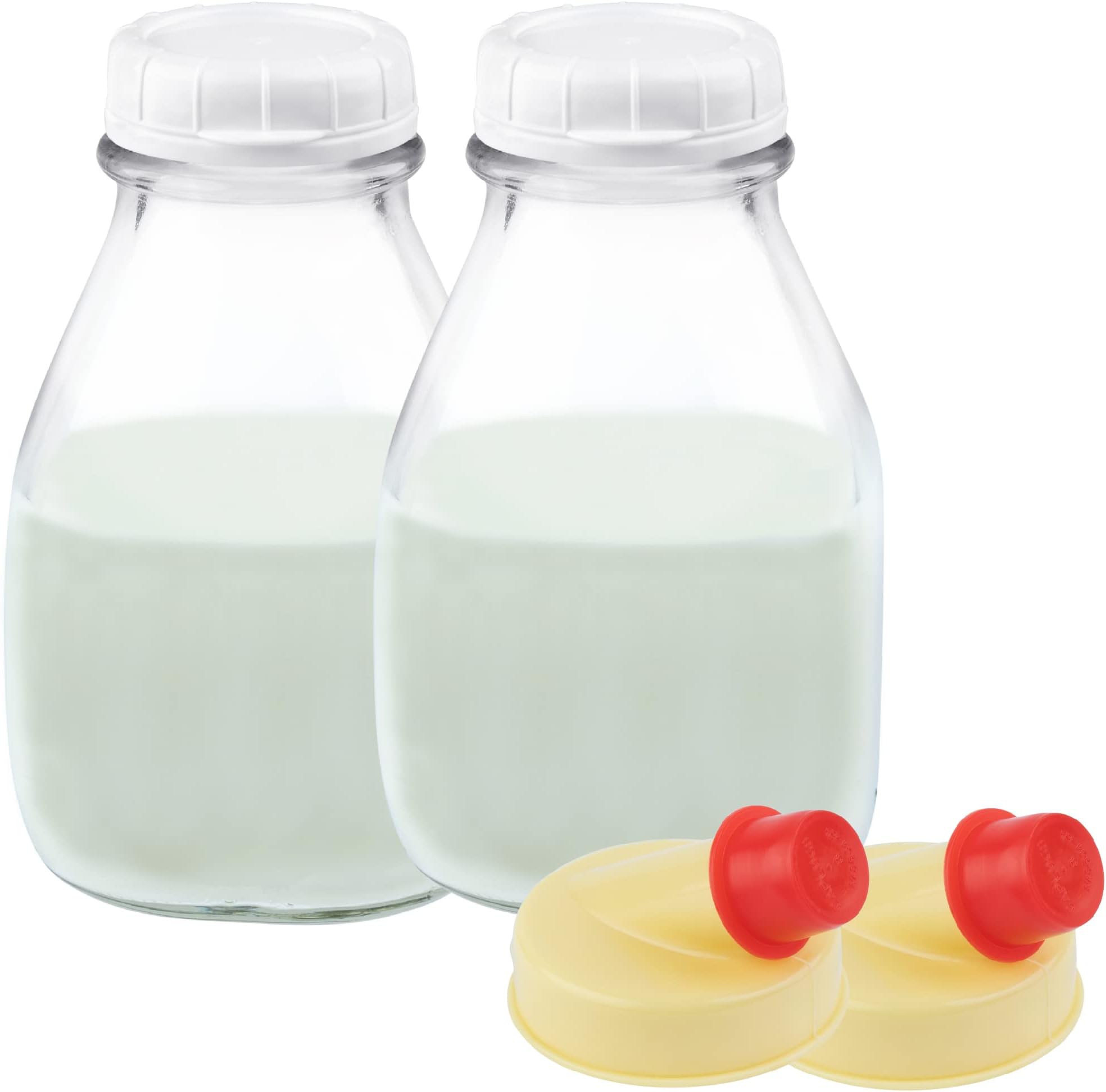 Amazon.com: The Dairy Shoppe 1 Qt Glass Milk Bottle 32 Oz Tall/Round ...