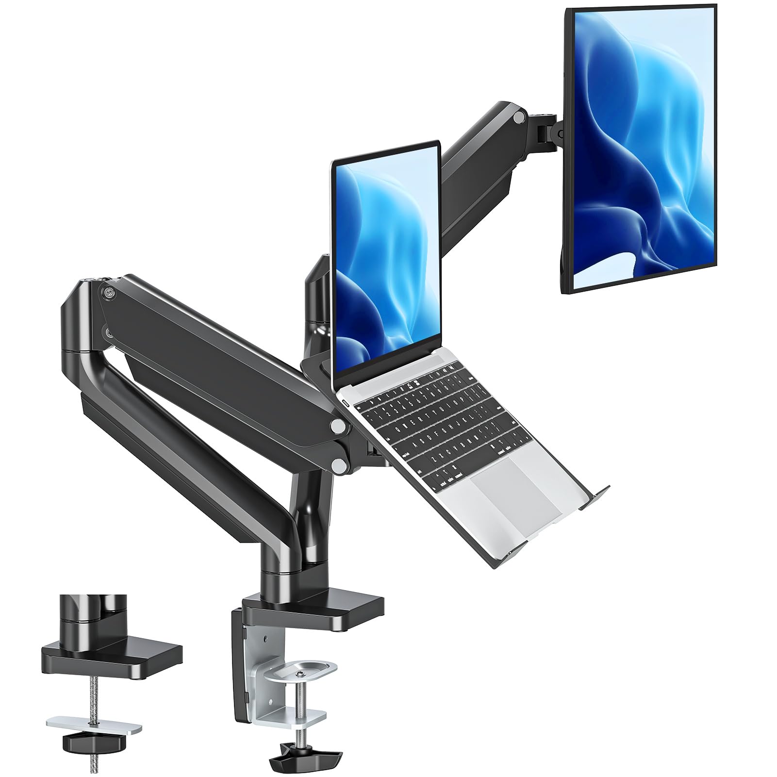 MOUNTUP Monitor and Laptop Mount Holds 3.3-17.6lbs, Adjustable Gas ...