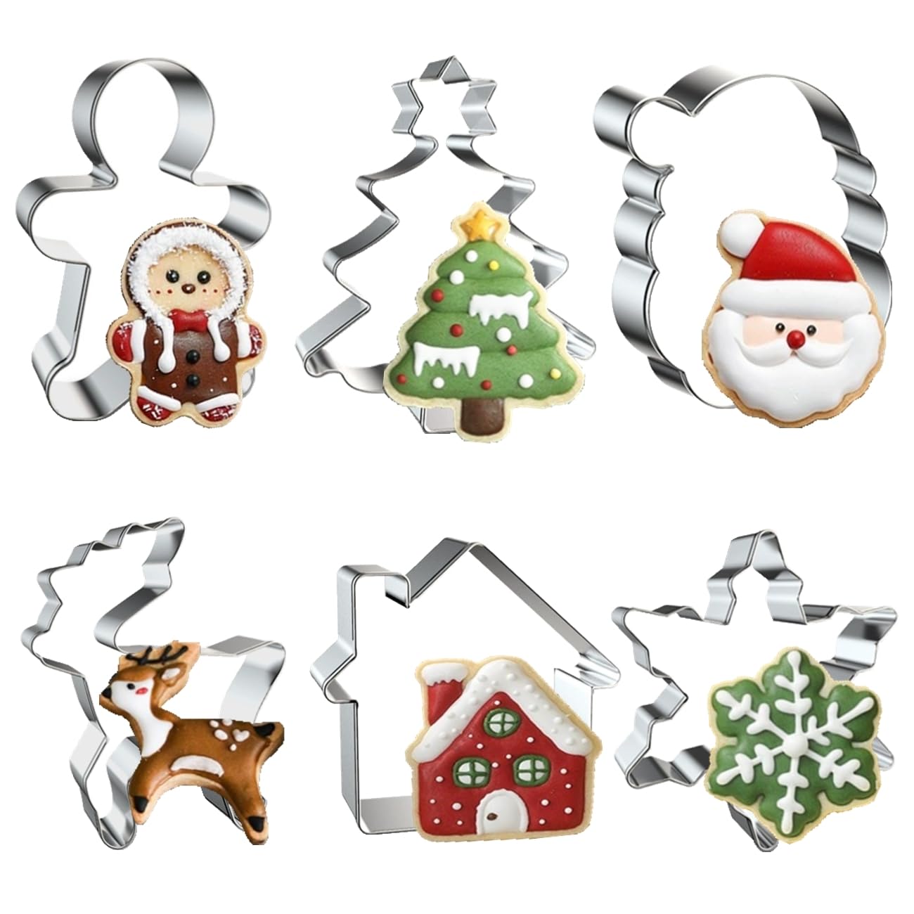 Amazon.com: 6 Pack Cookie Cutters - Christmas Cookie Cutters, Holiday ...