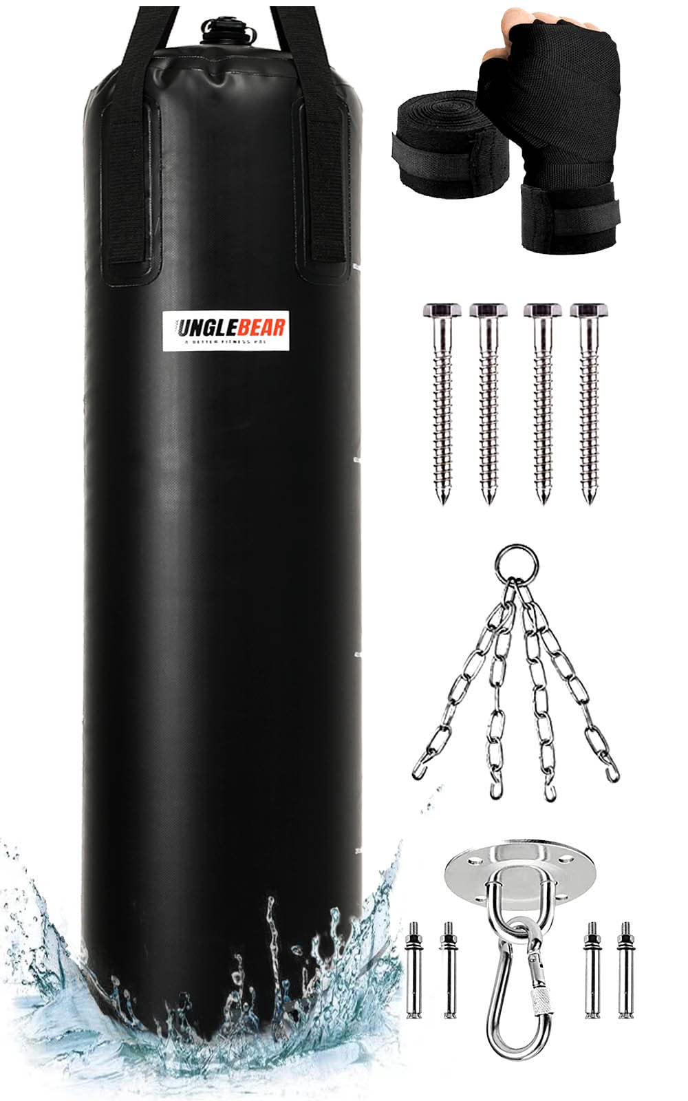 JUNGLEBEAR Water Punching Bag Kit, 100lbs Adjustable Heavy Punching Bag ...