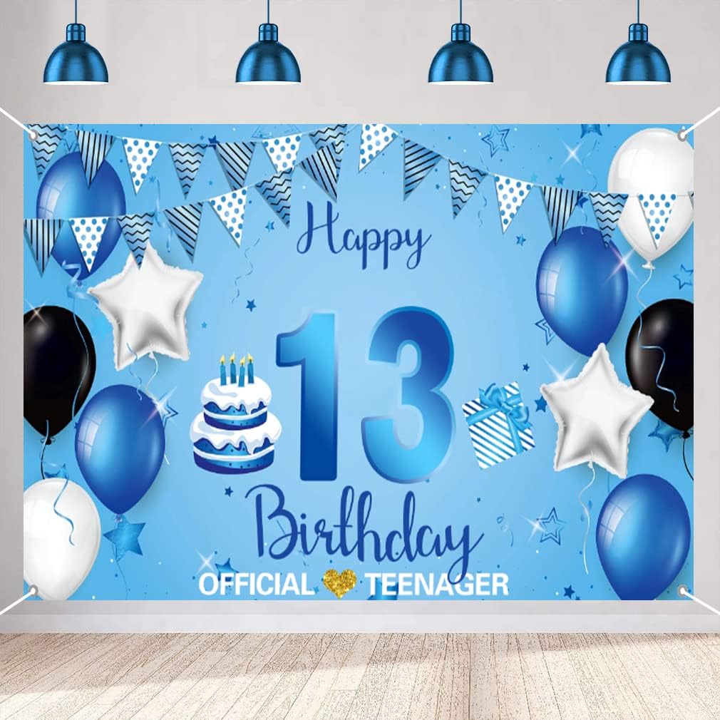 13th Birthday Decoration Happy 13 Birthday Backdrop for Boys 13th ...