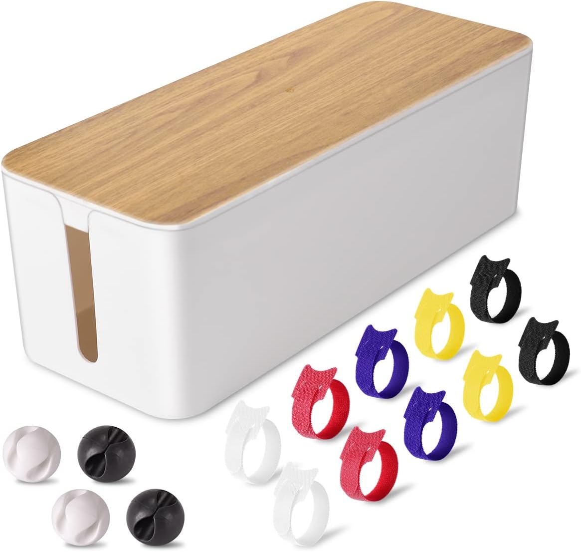 Amazon.com: Cable Management Box Large - Wooden Grain Cable Organizer ...