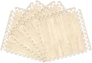 Amazon.co.jp: WEIMALL ジョイントマット 木目調 3畳用 大判60cm 厚さ2cm サイドパーツ付き 床暖房対応 ベビーフロアマット 赤ちゃん 防音 抗菌 ノン ...