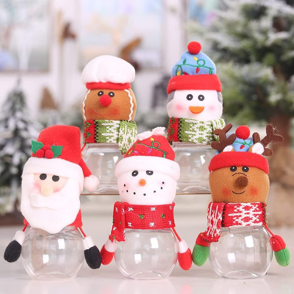 Amazon.com: Christmas Candy Jars, Santa Elk Snowman Ornament Plastic ...