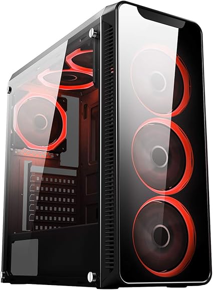 CiT Blaze Red PC Gaming Case Mid-Tower ATX - Tempered Glass, For ...