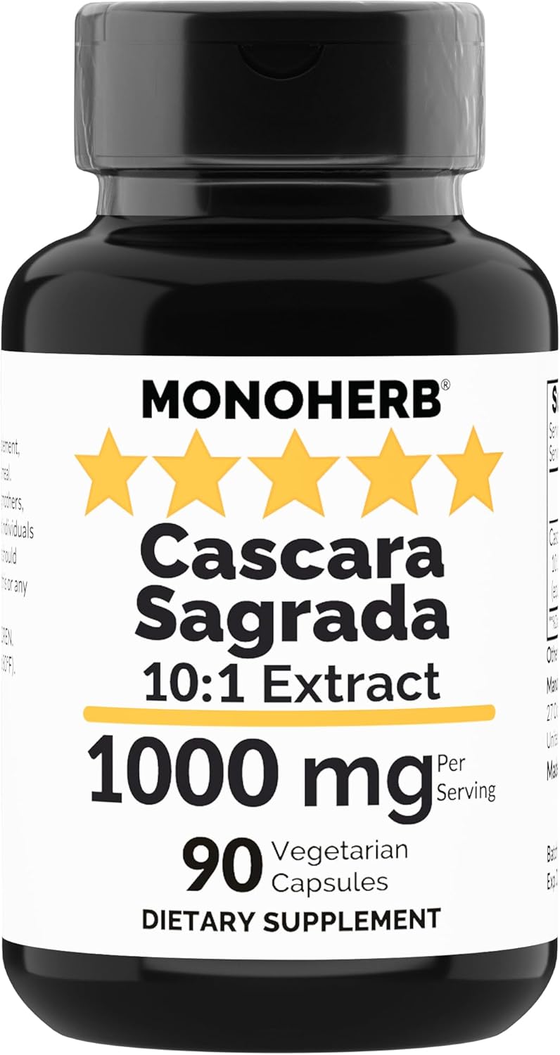 Amazon.com: MONOHERB Cascara Sagrada Extract 1000 mg - 90 Vegetarian ...
