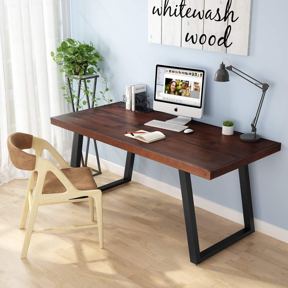 Amazon.com: Tribesign Solid Wood Computer Desk, Industrial Rustic ...