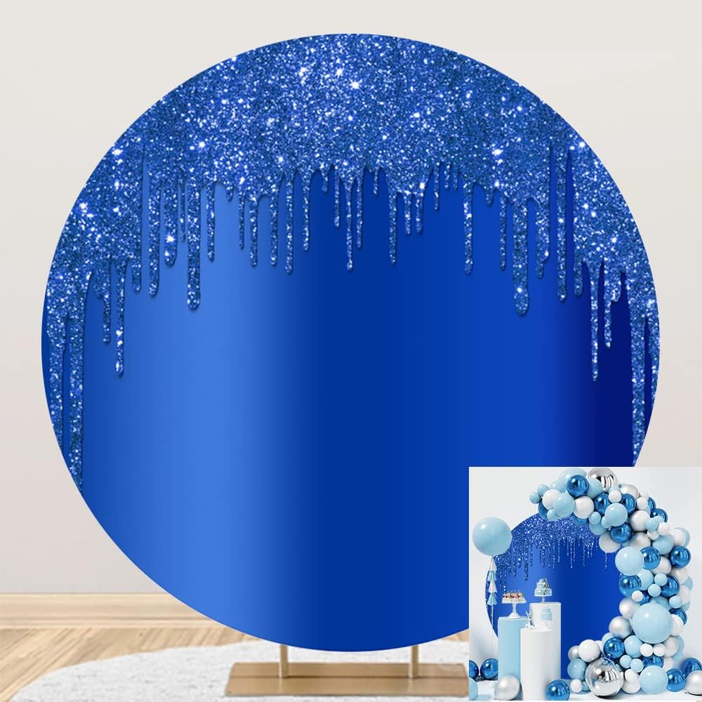 Amazon.com : 6.56ft Sequin Round Backdrop Cover - CMICHO Navy Blue ...