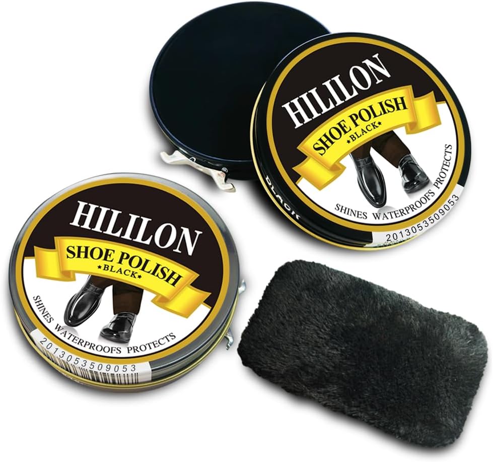 Amazon.com: HILILON Black Shoe Polish 2-Pack 50ML 3.4OZ Premium Leather Shoe Polish with Shoe ...