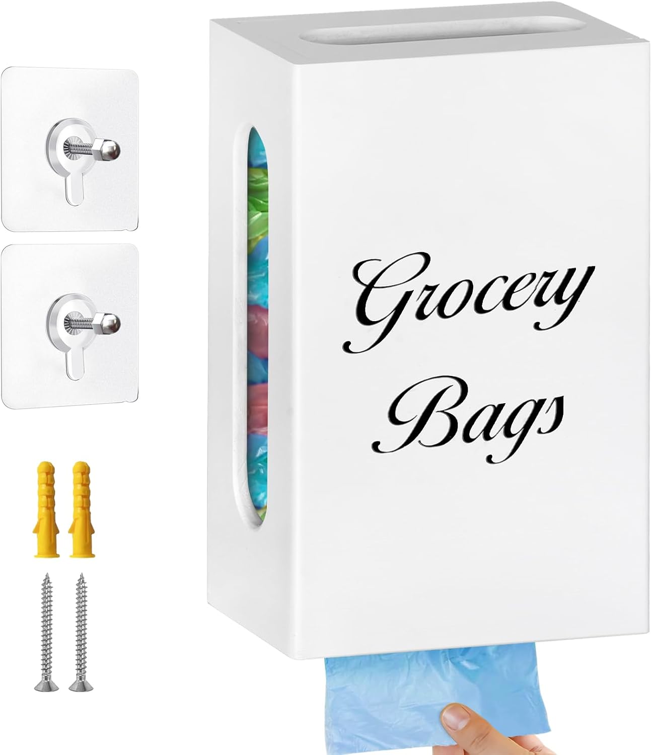 Amazon.com - Grocery Bag Holder Wall Mount, Wood Plastic Bag Holder ...