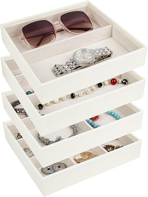 Amazon.com: J JACKCUBE DESIGN 4 Stackable Trays Jewelry Storage Display ...