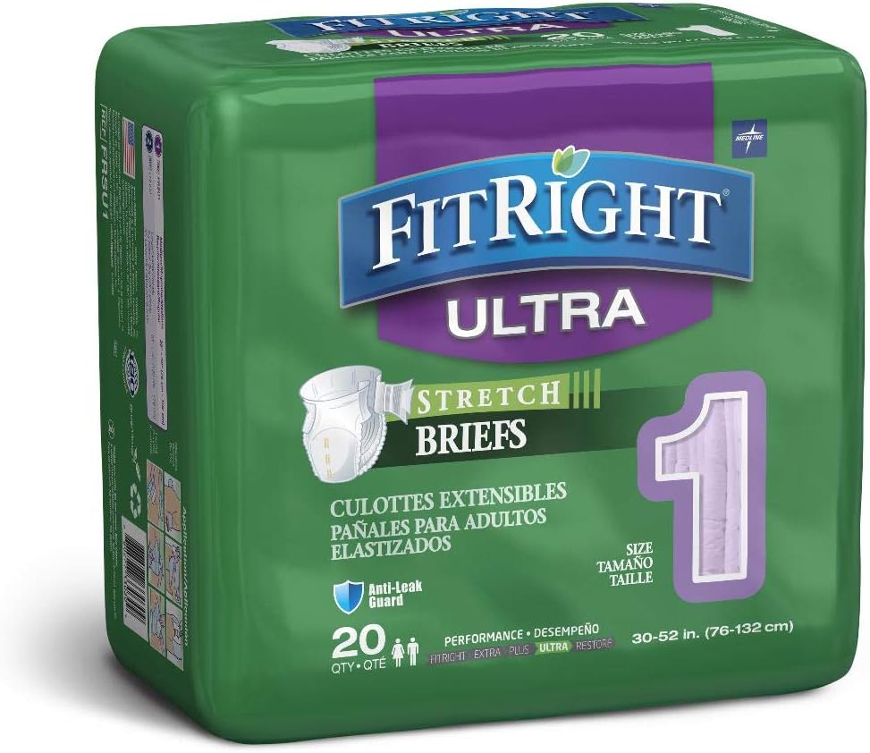 Amazon.com: FitRight Stretch Ultra Adult Briefs, Incontinence Diapers ...