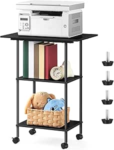 Amazon.com: Luplom Black Modern Printer Stand with Storage 3 Tier ...
