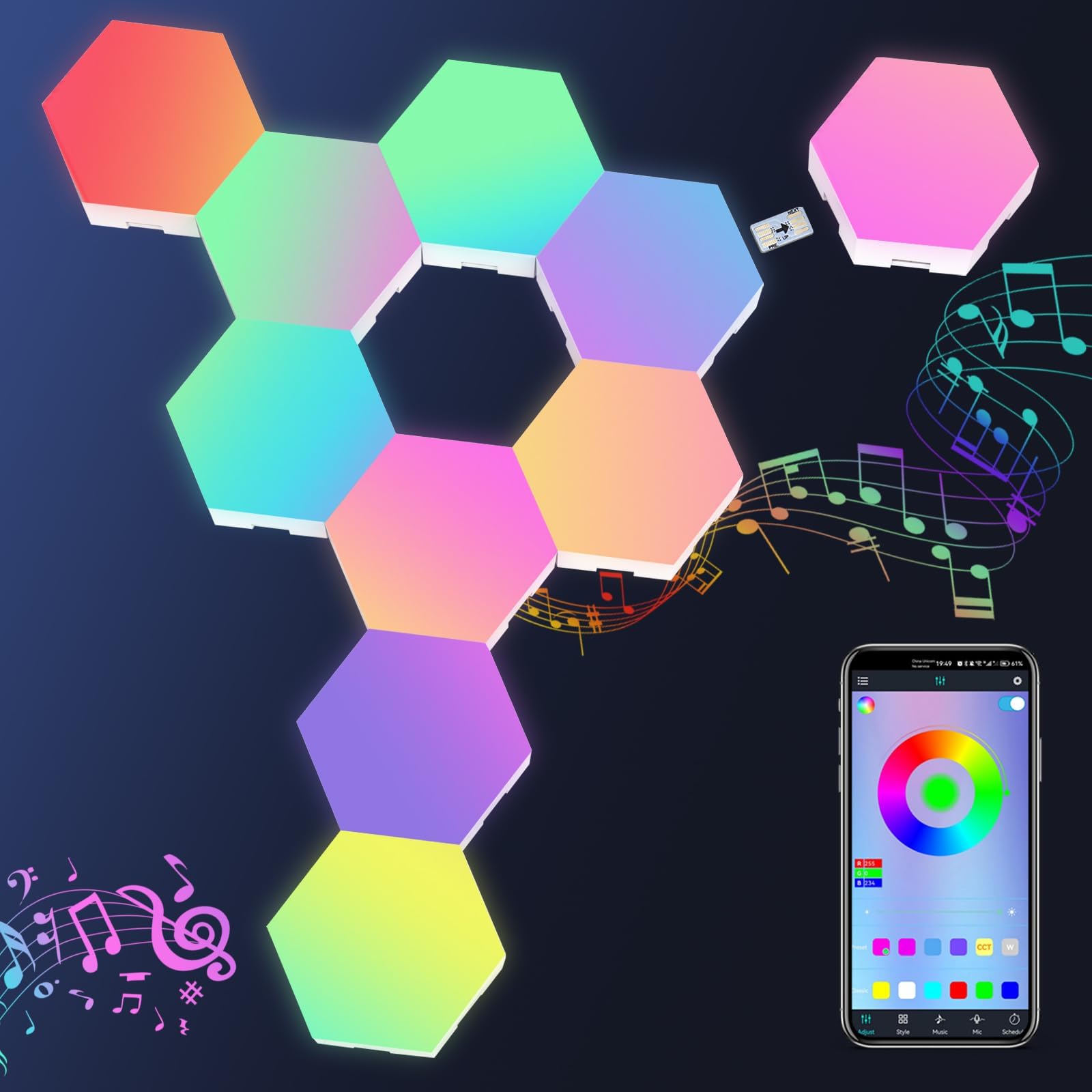 VATHUG Hexagon Led Lights, Hex Wall Lights, Led Wall Lights, Gaming ...