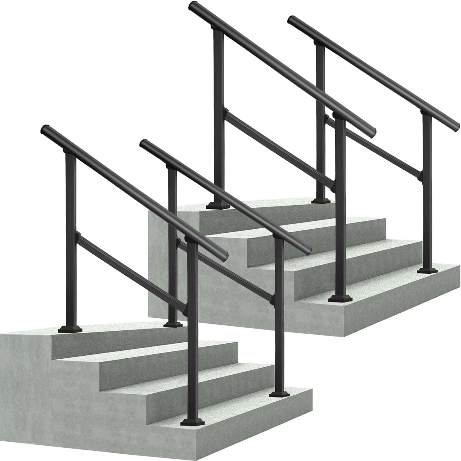 Black Handrails for Outdoor 2/3/4 Steps (4 PCS, 4 Step) - Amazon.com